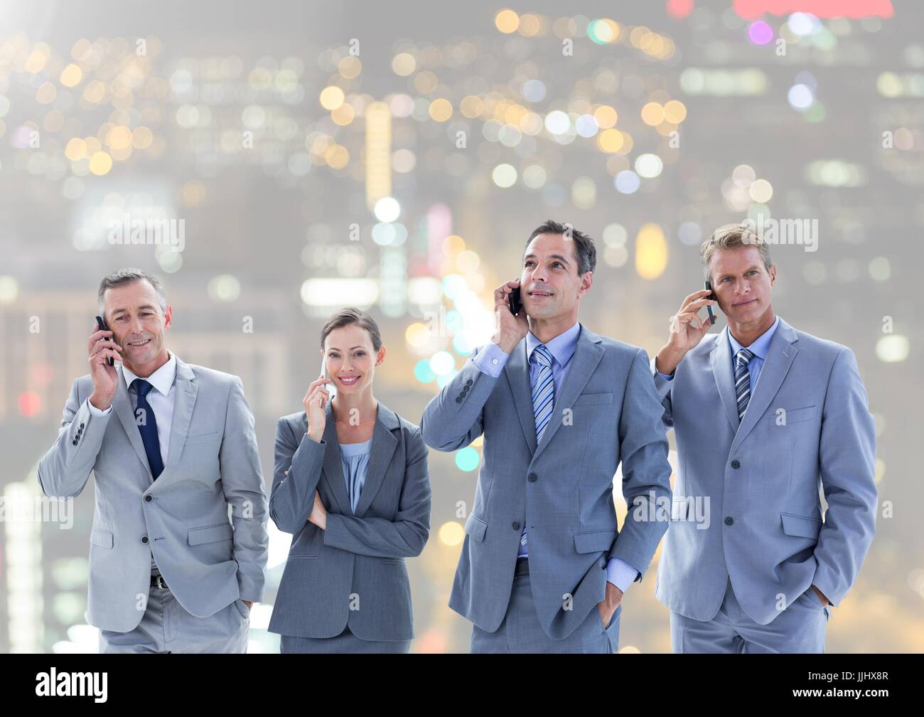 Business people calling in city background Stock Photo - Alamy