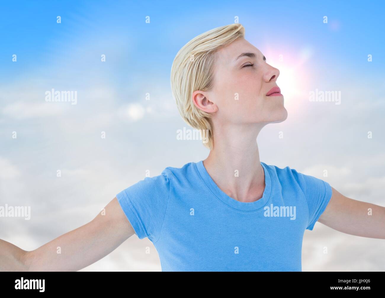 Woman arms outstretched sun hi-res stock photography and images - Alamy