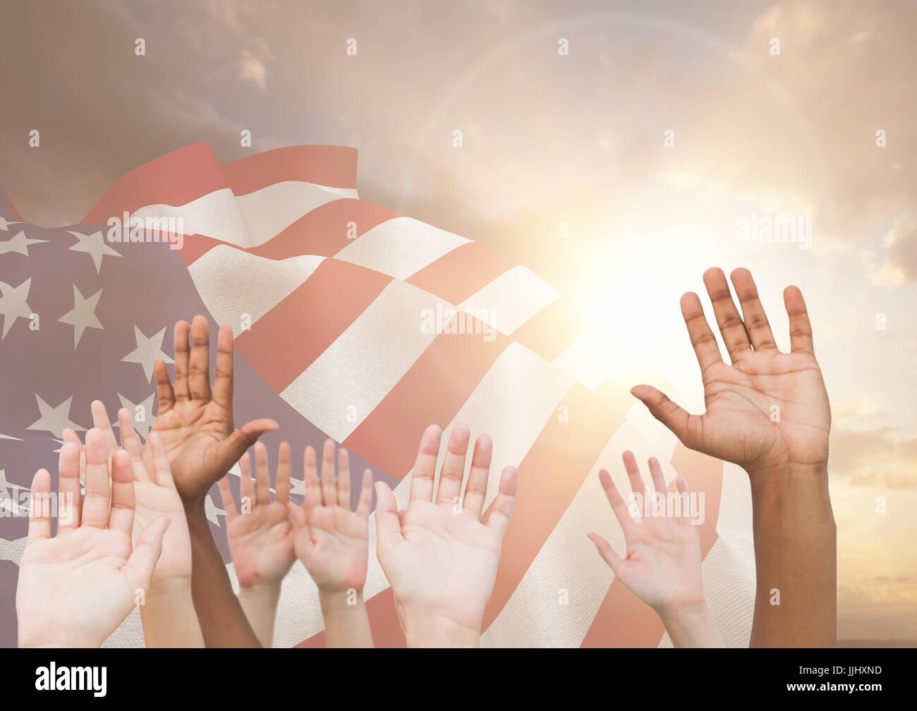 Hands up for independence day Stock Photo - Alamy