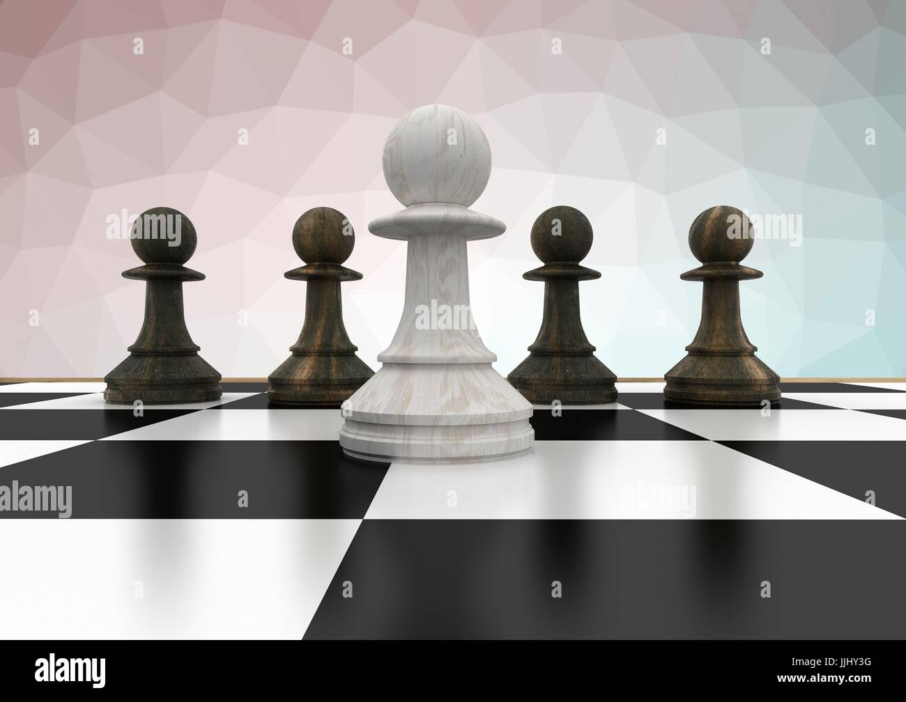 3d Chess pieces against pink green vector mesh Stock Photo - Alamy