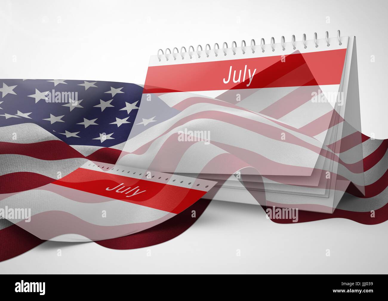 July calendar against american flag Stock Photo - Alamy