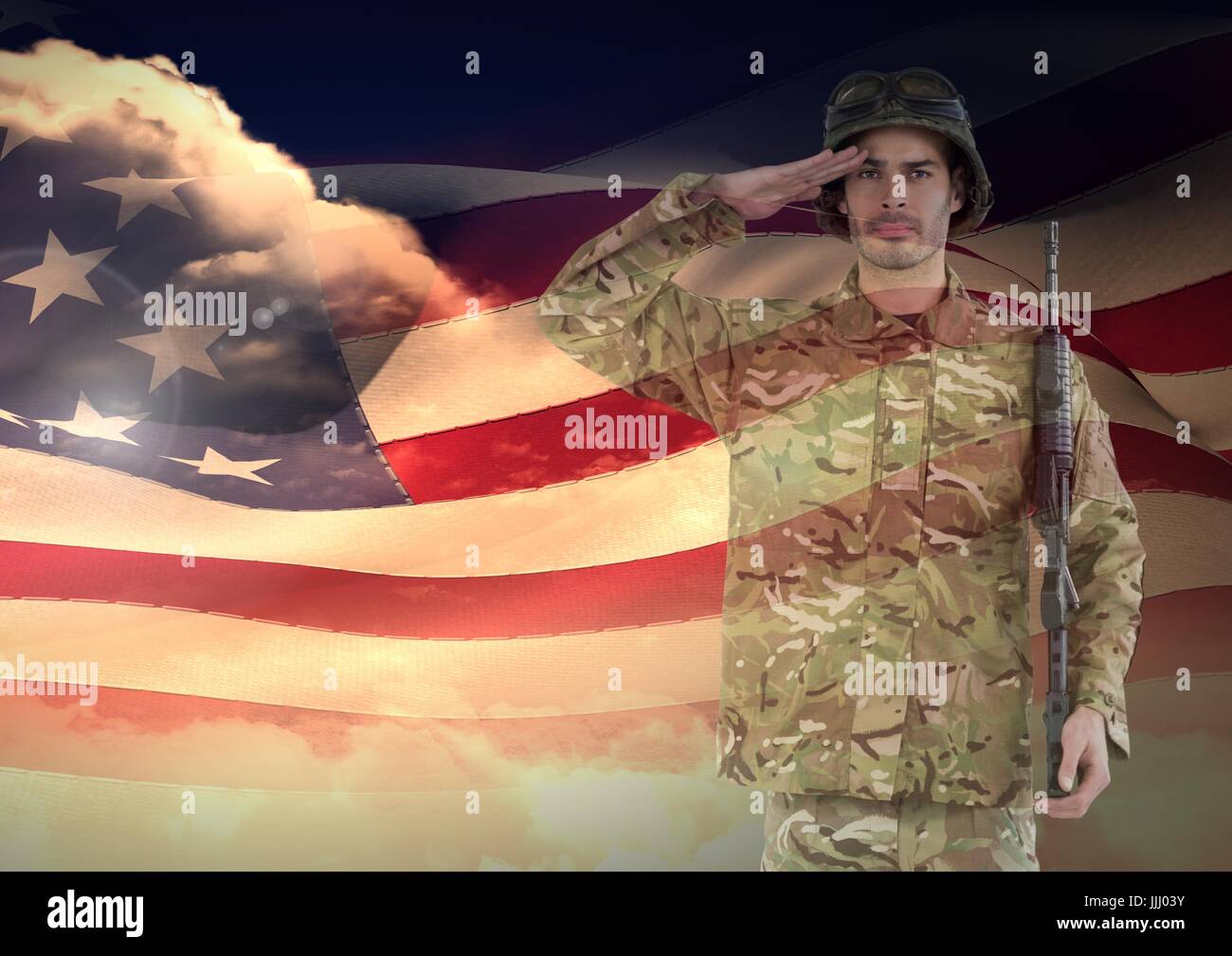 Proud soldier saluting flag hi-res stock photography and images - Alamy
