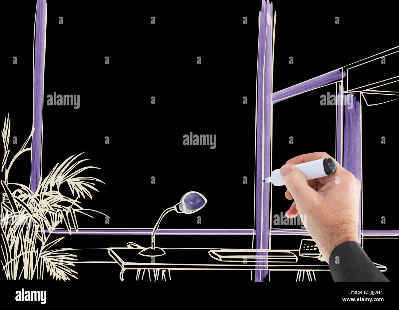 Black white drawing telephone hi-res stock photography and images - Alamy