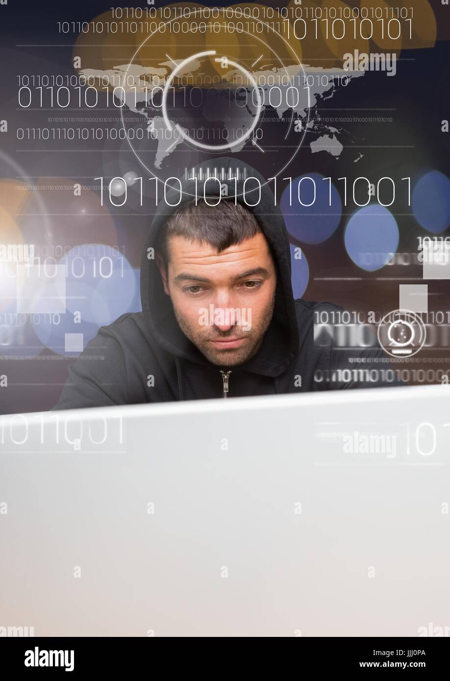 Hacker behind computer hi-res stock photography and images - Alamy