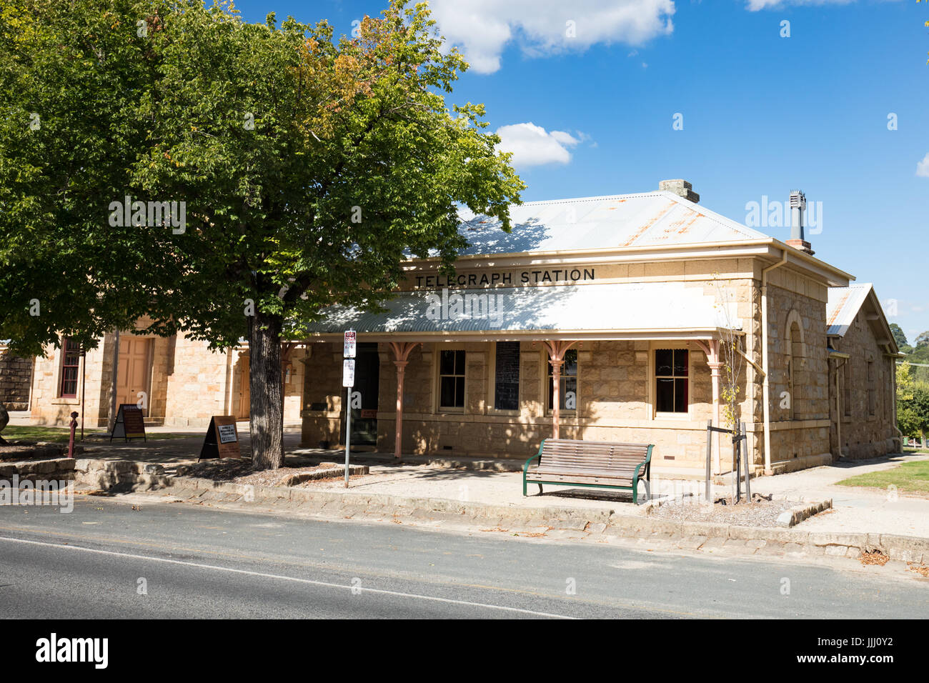 The historic Beechworth Telegraph Station on a warm autumn day in ...
