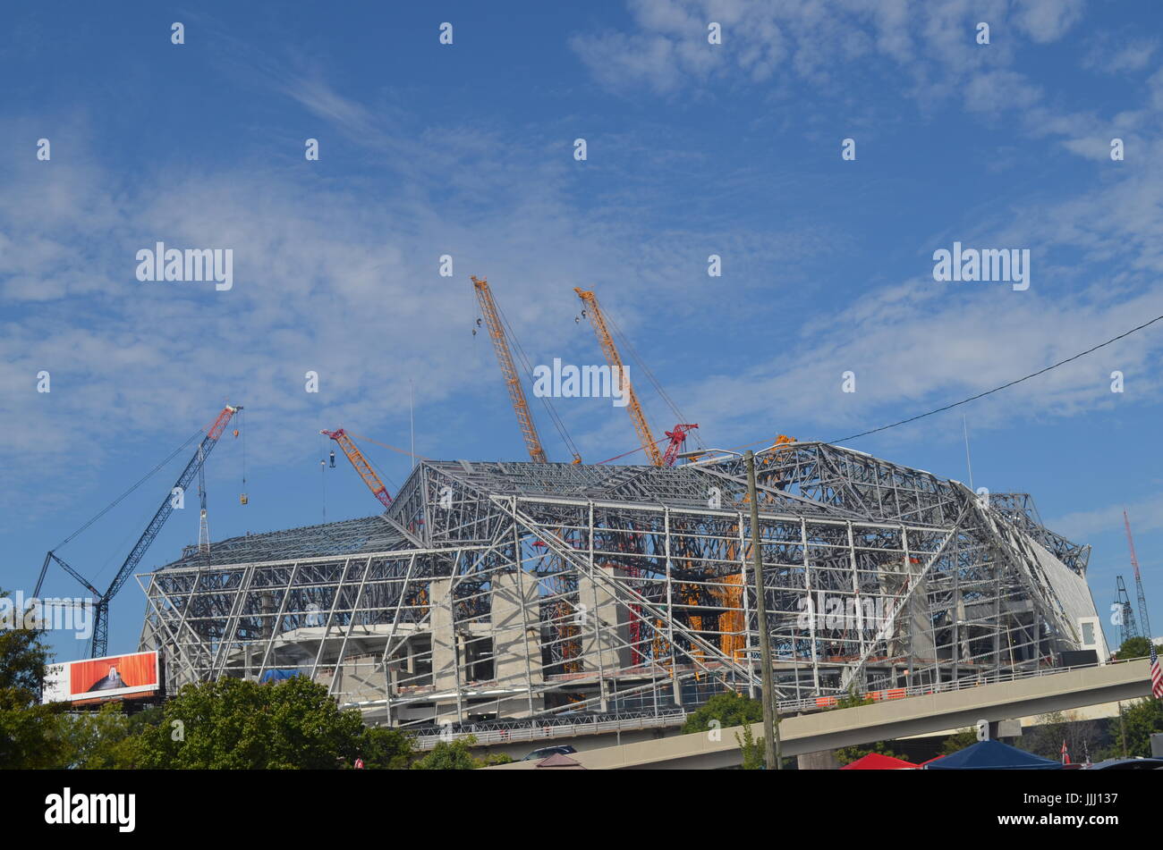 Mercedes Benz Stadium under construction on the day of the falcons ...