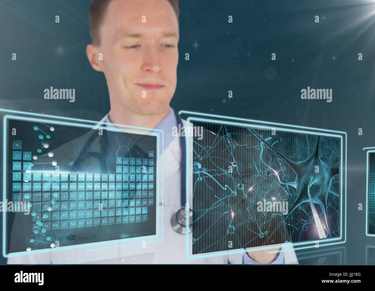 Man doctor interacting with 3d medical interfaces Stock Photo - Alamy
