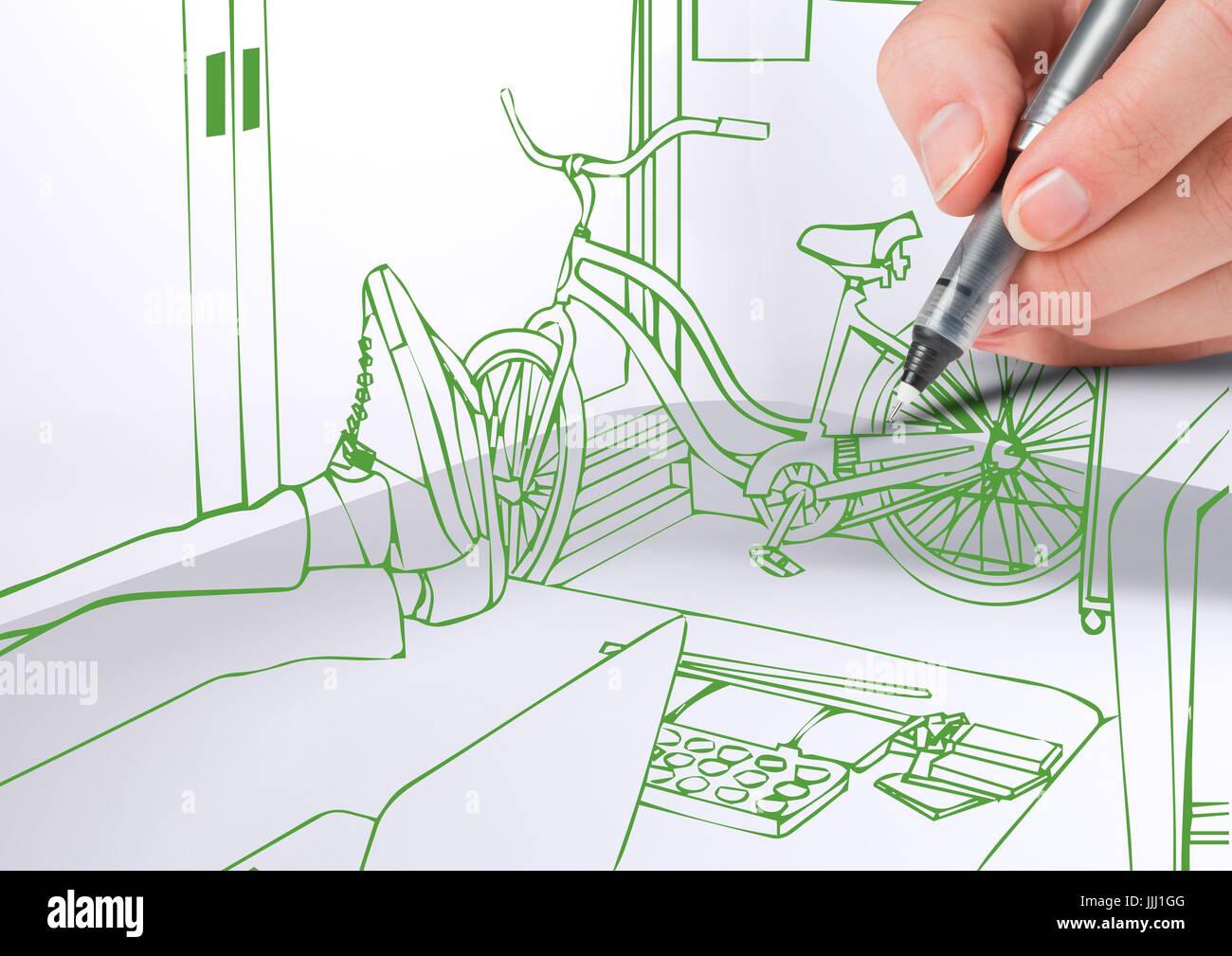 Office furniture drawing hi-res stock photography and images - Alamy