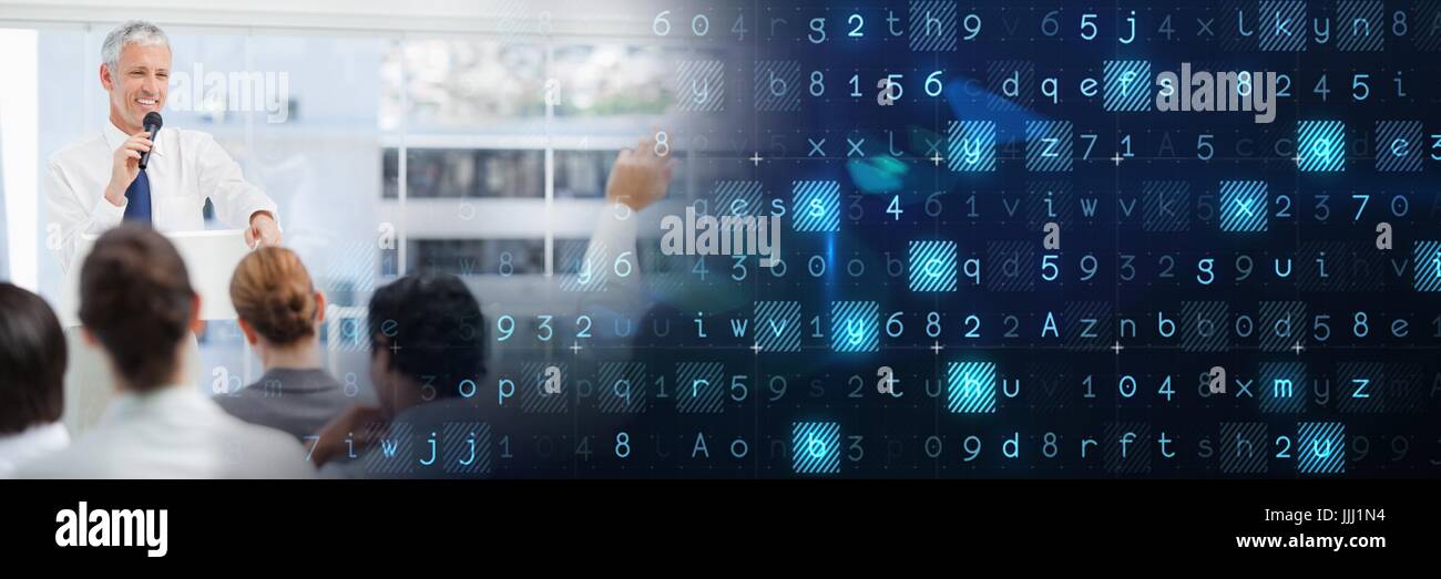 Business conference with blue smart tech transition Stock Photo - Alamy