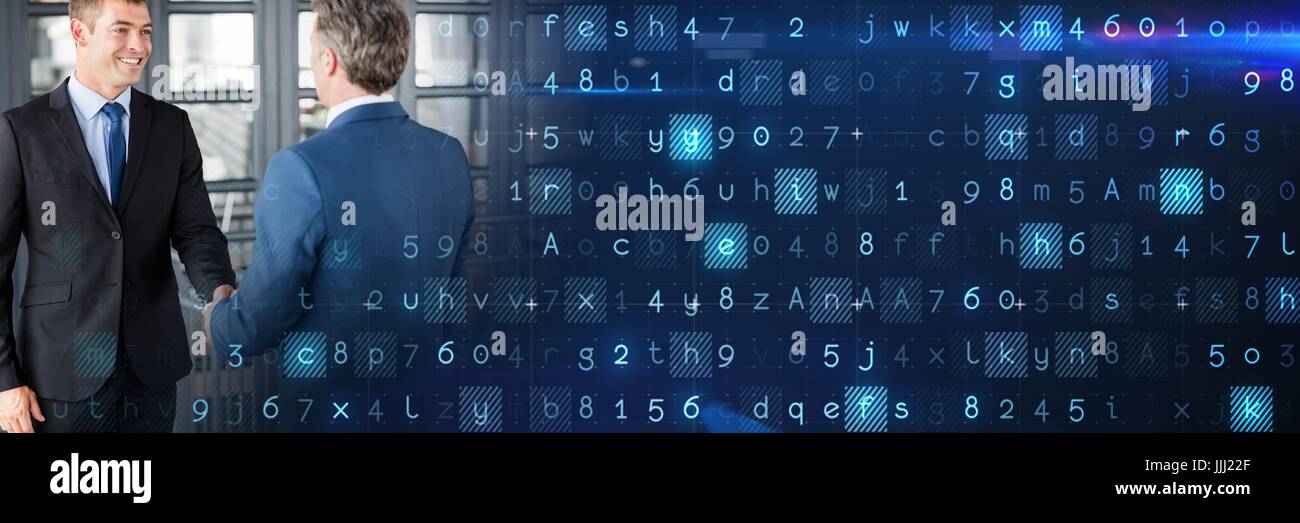 Business handshake with blue smart tech transition Stock Photo - Alamy