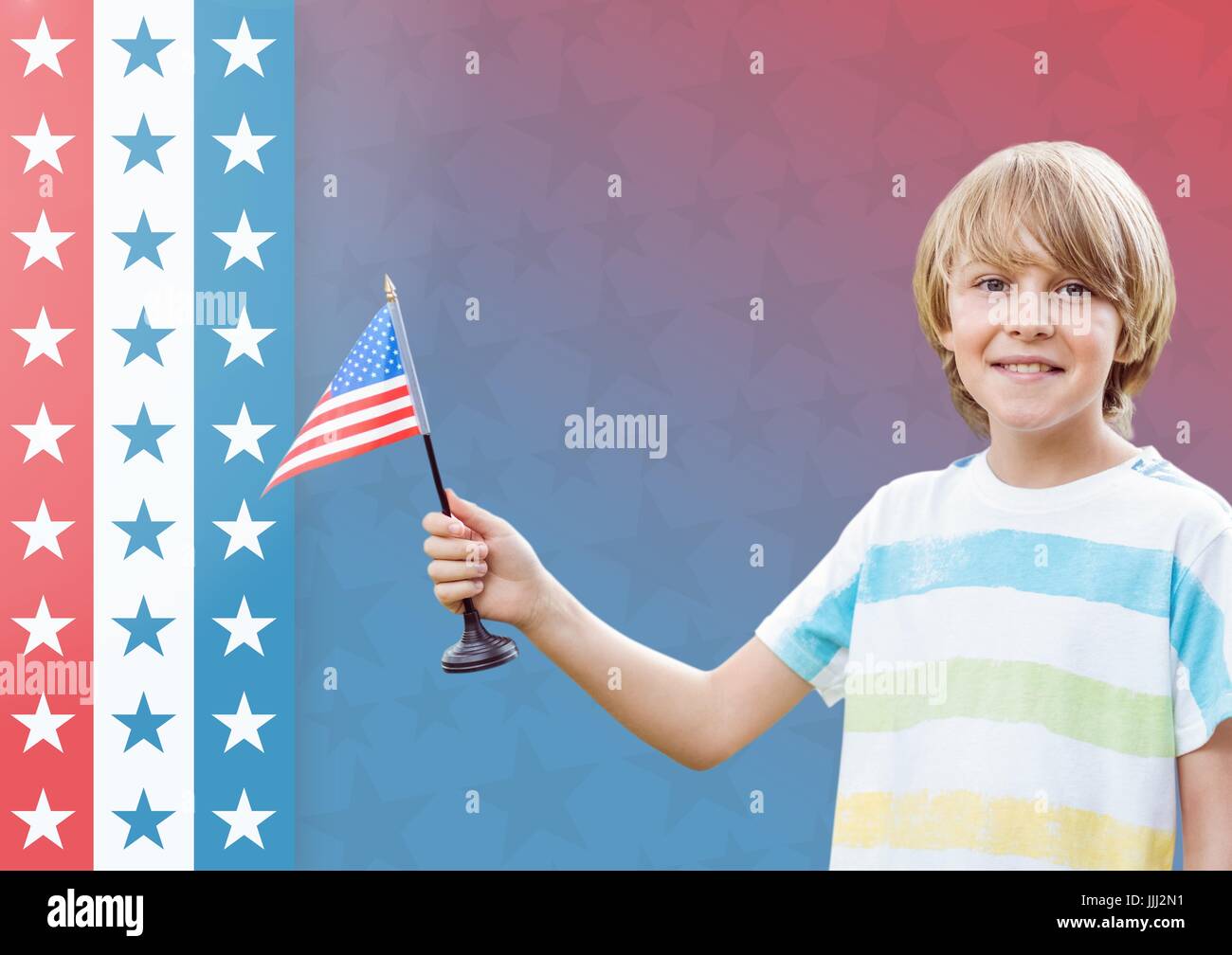 Boy smiling waving flag hi-res stock photography and images - Alamy
