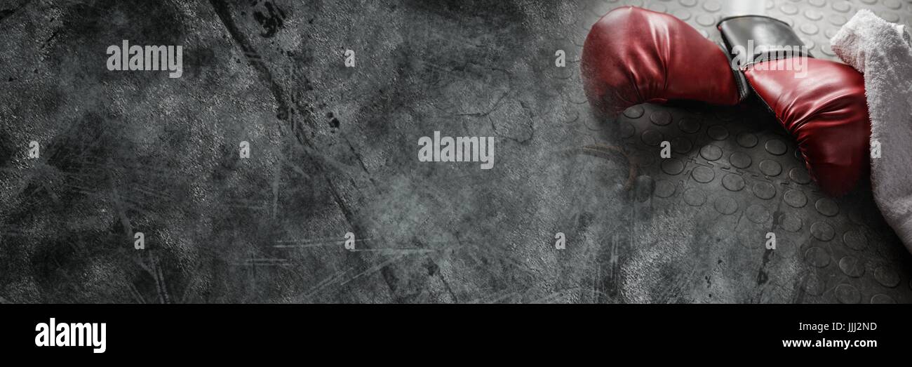 Boxing gloves on ground with copy paste and grunge transition Stock ...