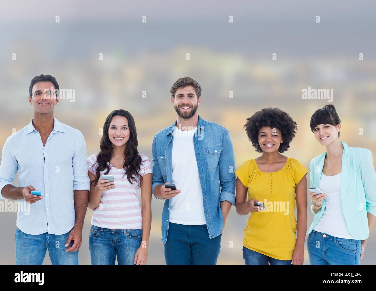 Group of People Texting in city Stock Photo - Alamy