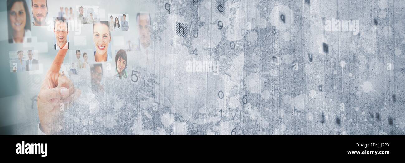 Hand touching images of faces with grey texture transition 0014 Stock ...