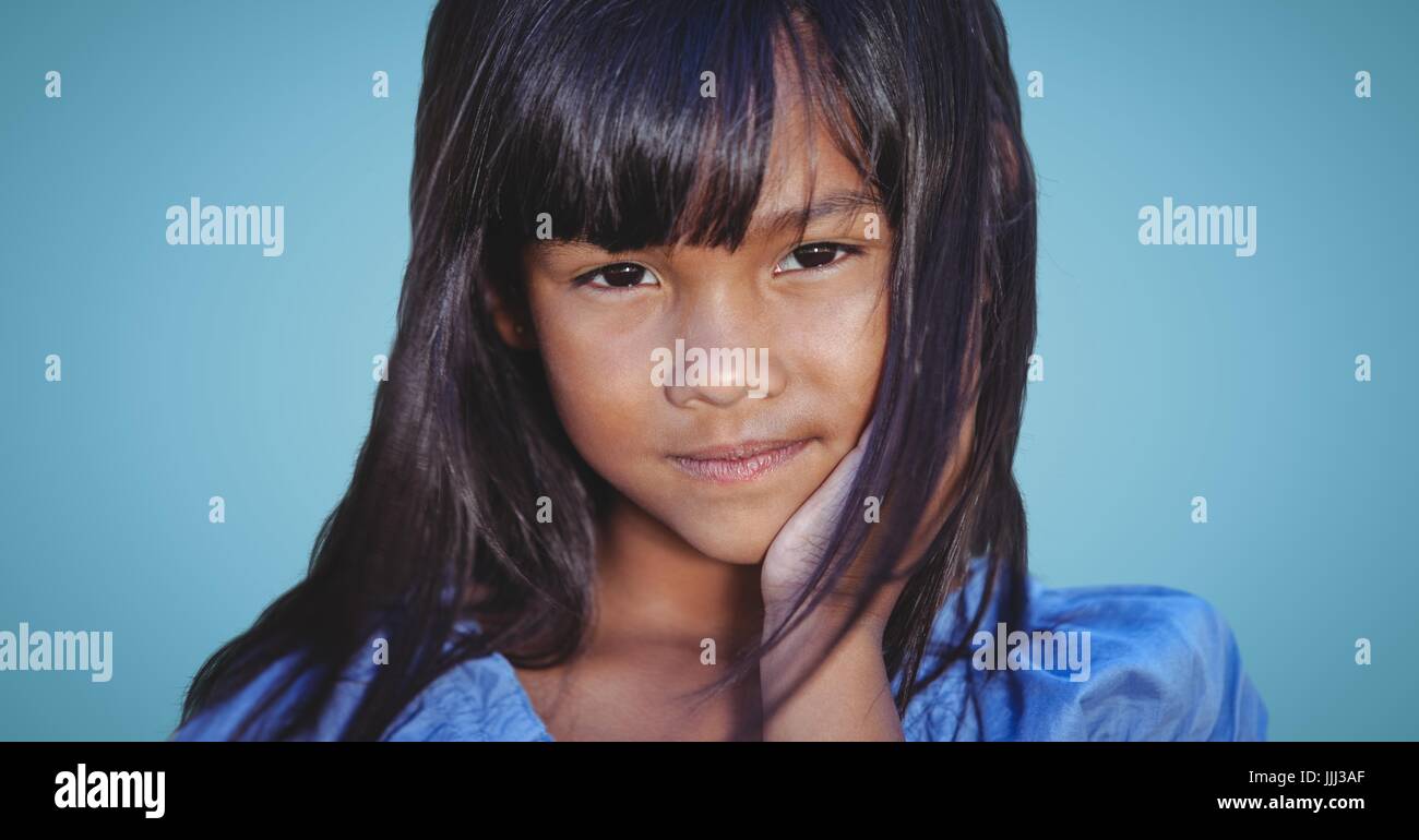 Girl wearing blue shirt hi-res stock photography and images - Alamy