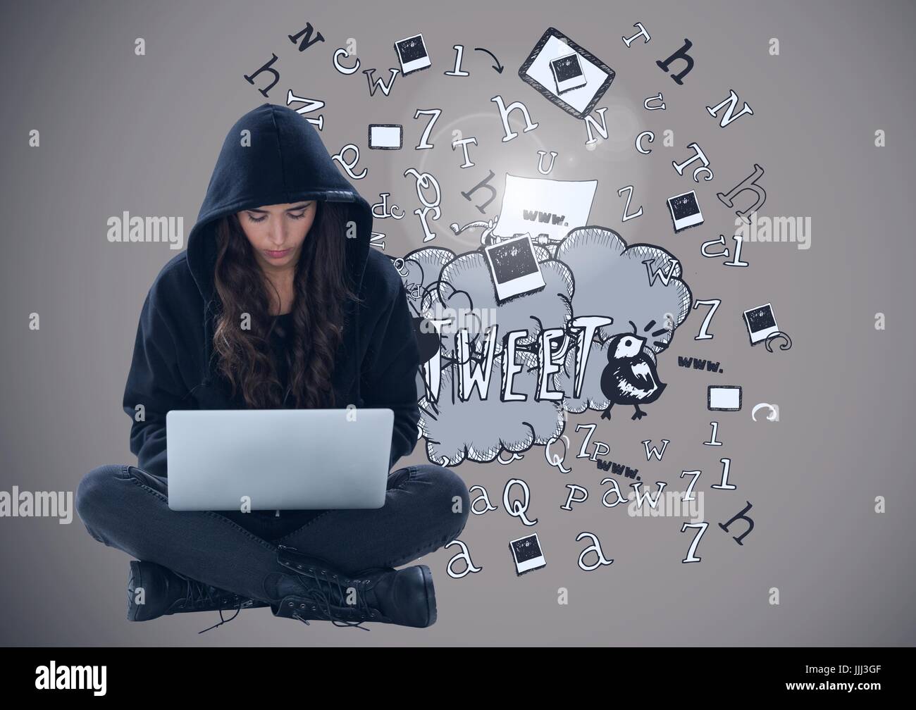 Female computer hacker sitting laptop hi-res stock photography and ...