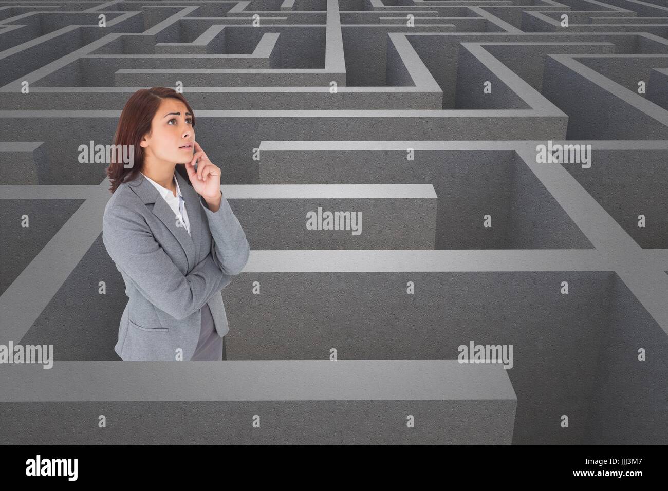 Woman thinking in a 3d maze Stock Photo - Alamy