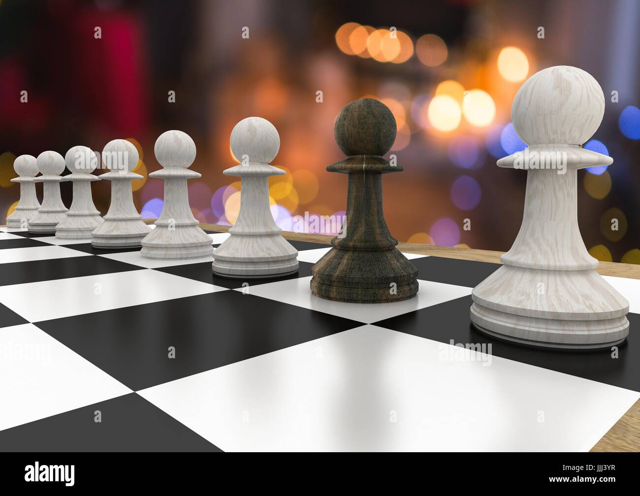 3D Chess pieces against night bokeh Stock Photo - Alamy