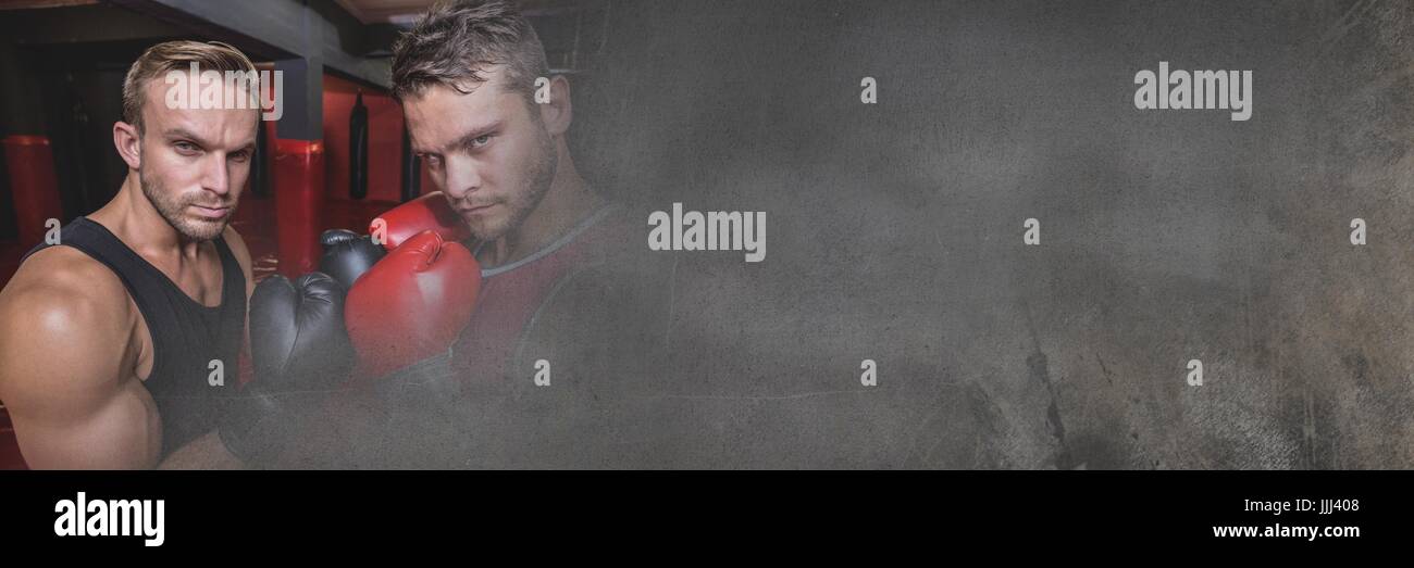 Boxer fighter men with grunge transition and copy space Stock Photo - Alamy