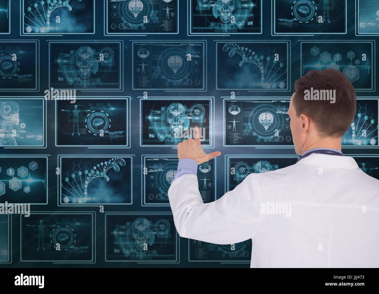Man doctor interacting with 3d medical interfaces Stock Photo - Alamy