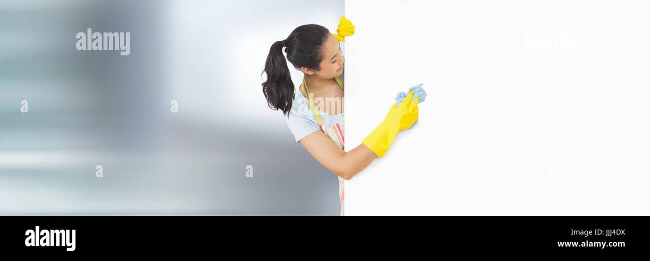Cleaner with white board and bright background Stock Photo - Alamy