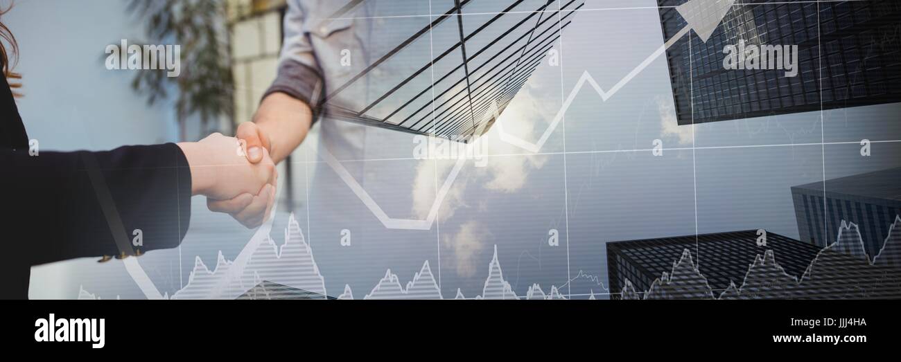 Business handshake with city finance graph transition Stock Photo - Alamy