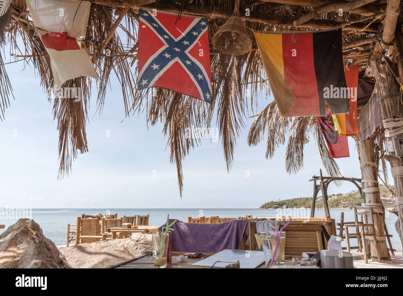 Tropical vintage bar on a cliff over the ocean, Haad Son, Koh Pangan ...