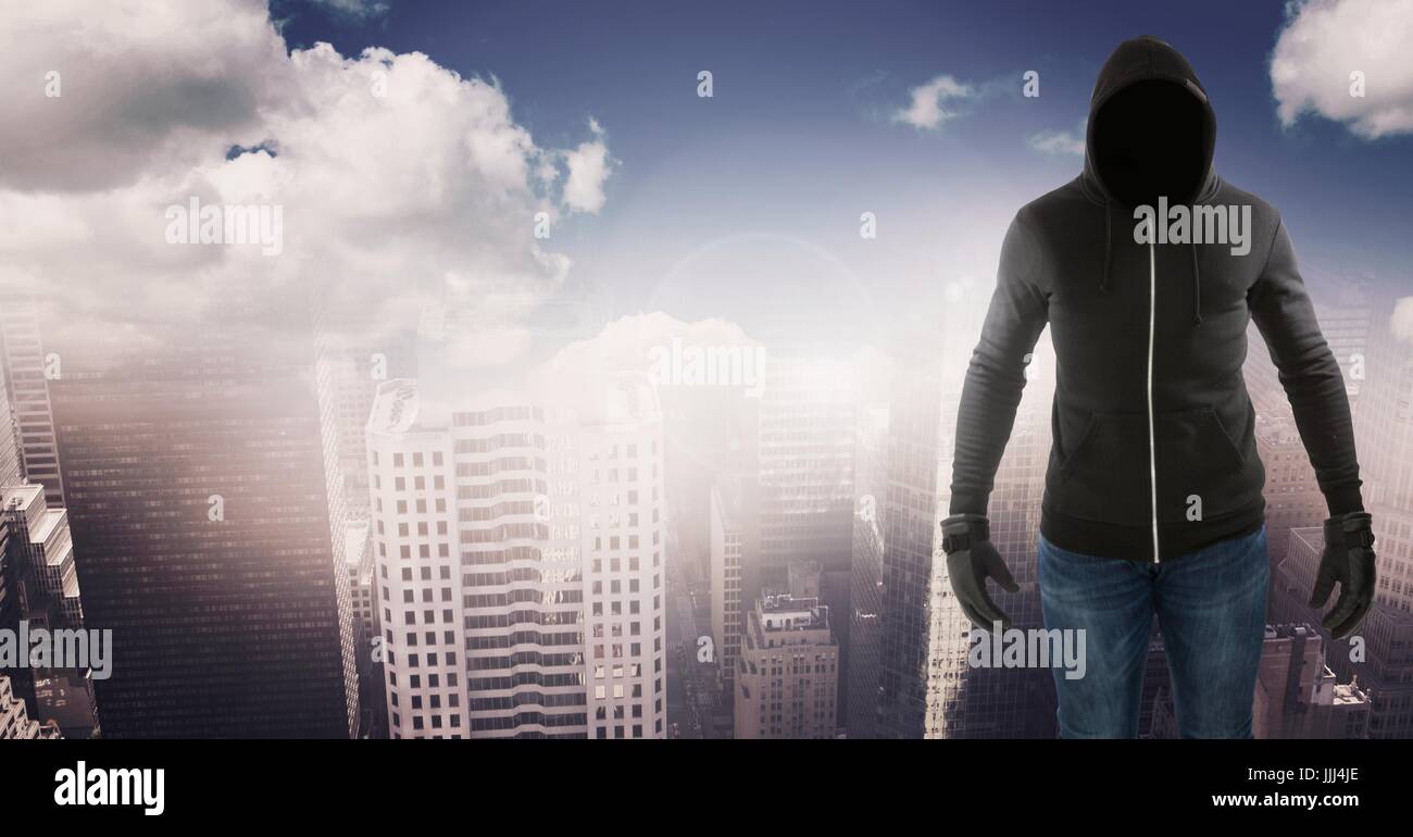 anonymous criminal in cityscape Stock Photo - Alamy