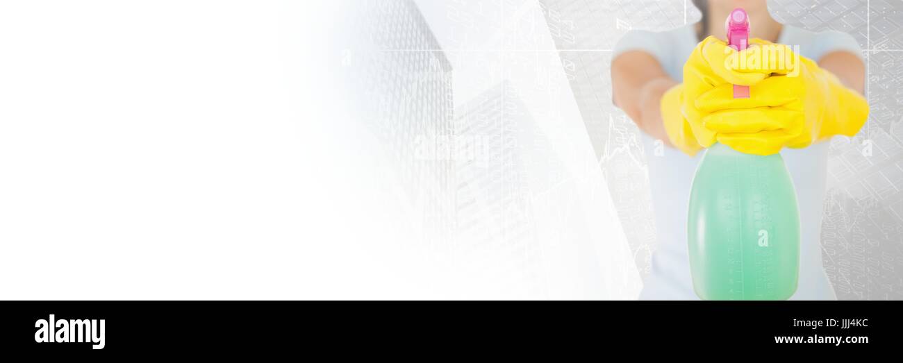 Cleaner with spray with bright background Stock Photo - Alamy