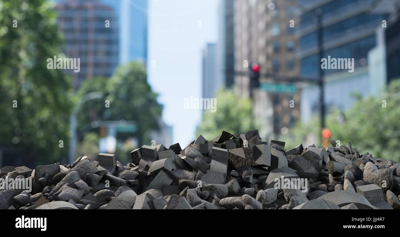 Broken concrete rubble in cityscape Stock Photo - Alamy