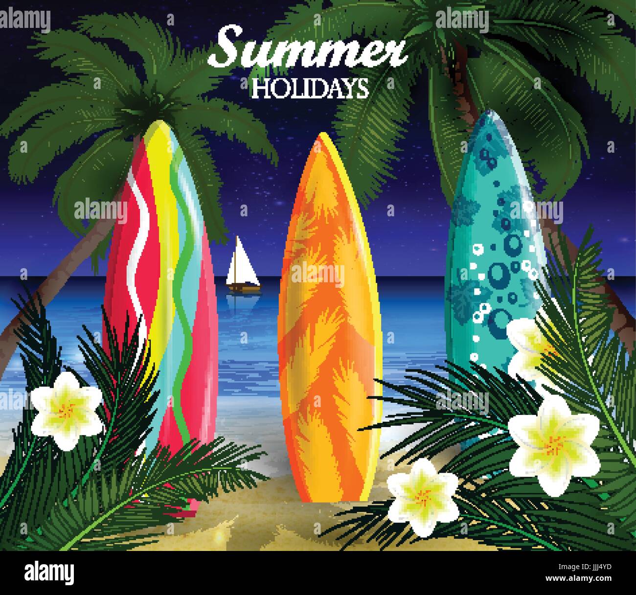 Silhouette night landscape big Stock Vector Images - Alamy