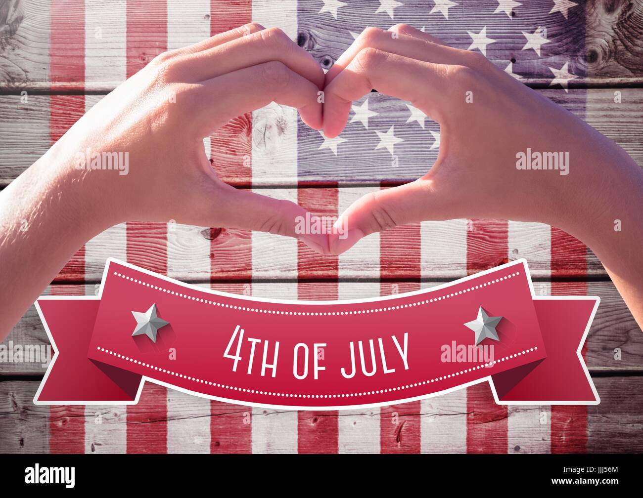 Hands making a heart with american flag in background Stock Photo - Alamy