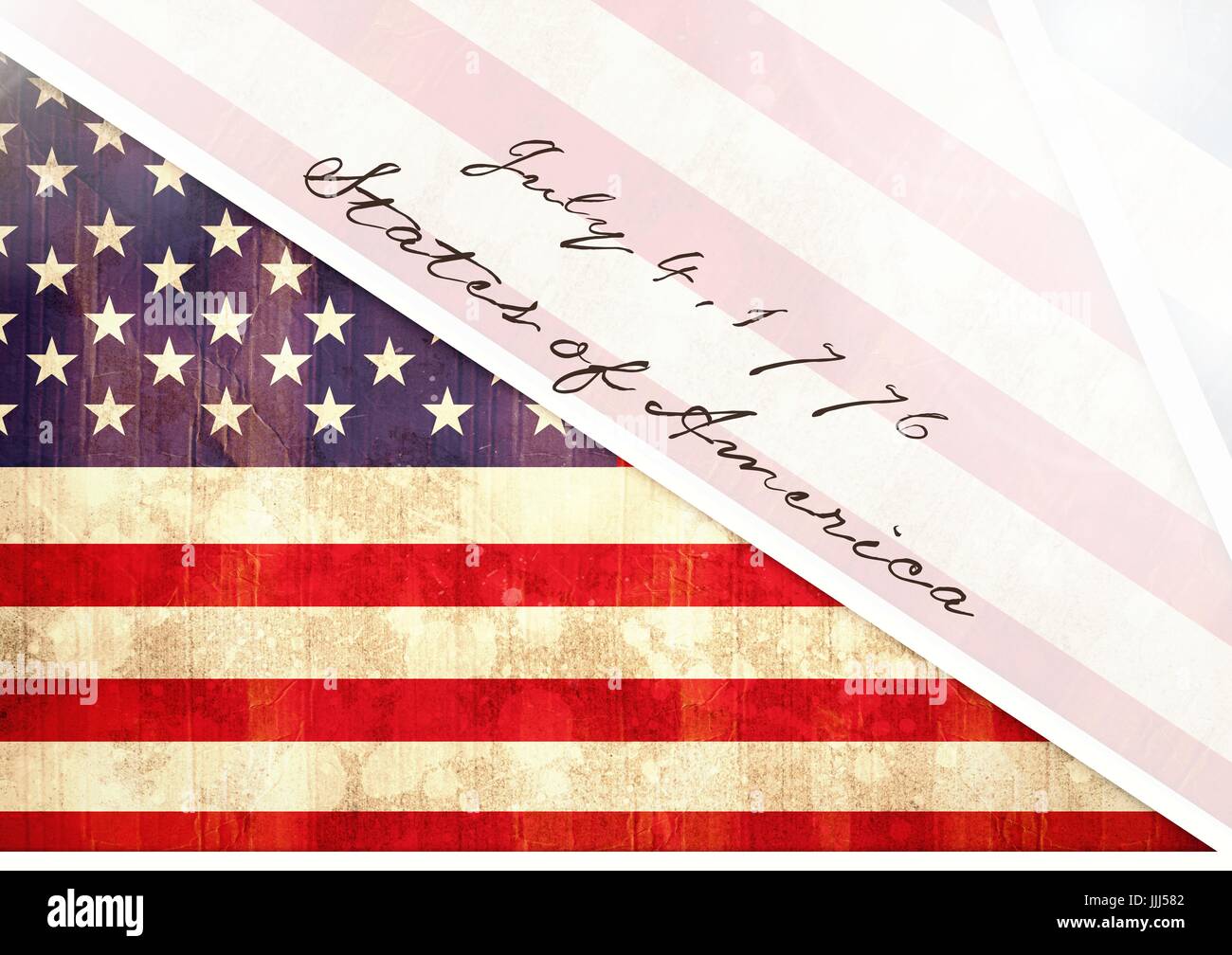 Independence Day declaration with USA flag Stock Photo - Alamy