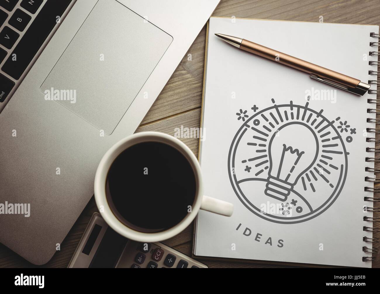 Notepad next cup coffee pencil hi-res stock photography and images - Alamy