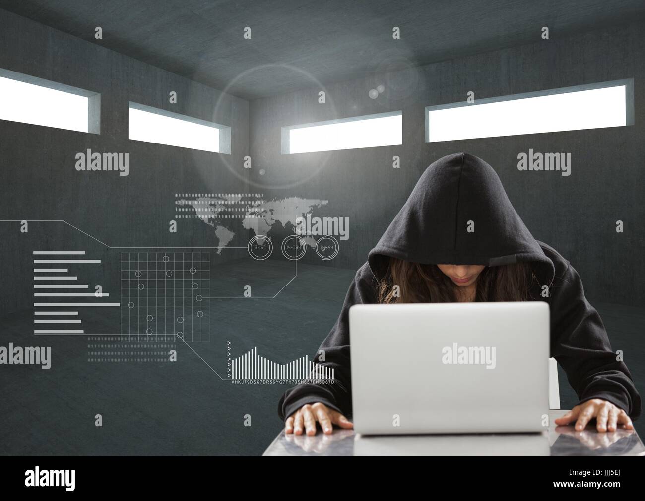 Female computer hacker sitting laptop hi-res stock photography and ...