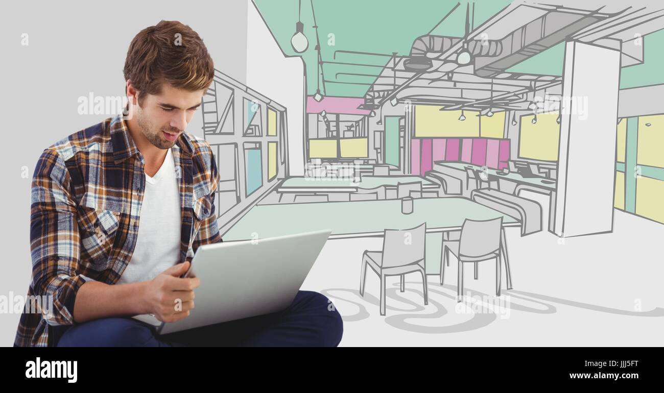 3d man sitting table working hi-res stock photography and images - Alamy