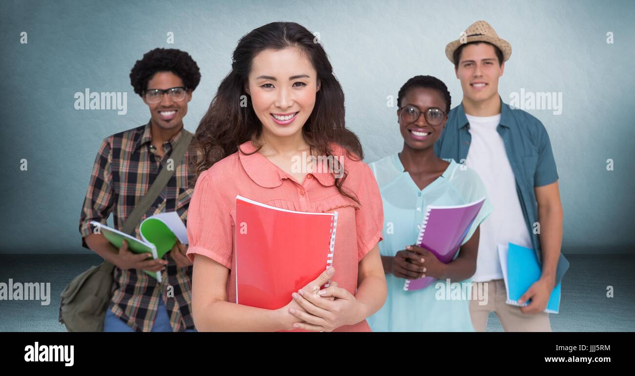 College students against blue Stock Photo - Alamy