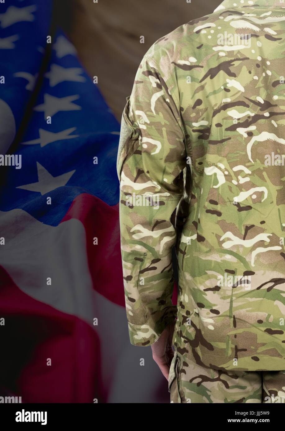 Back view of man with american flag hi-res stock photography and images ...