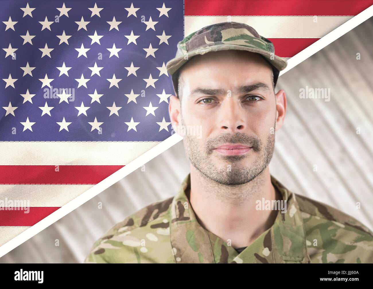 Smiling soldier for independence day Stock Photo - Alamy