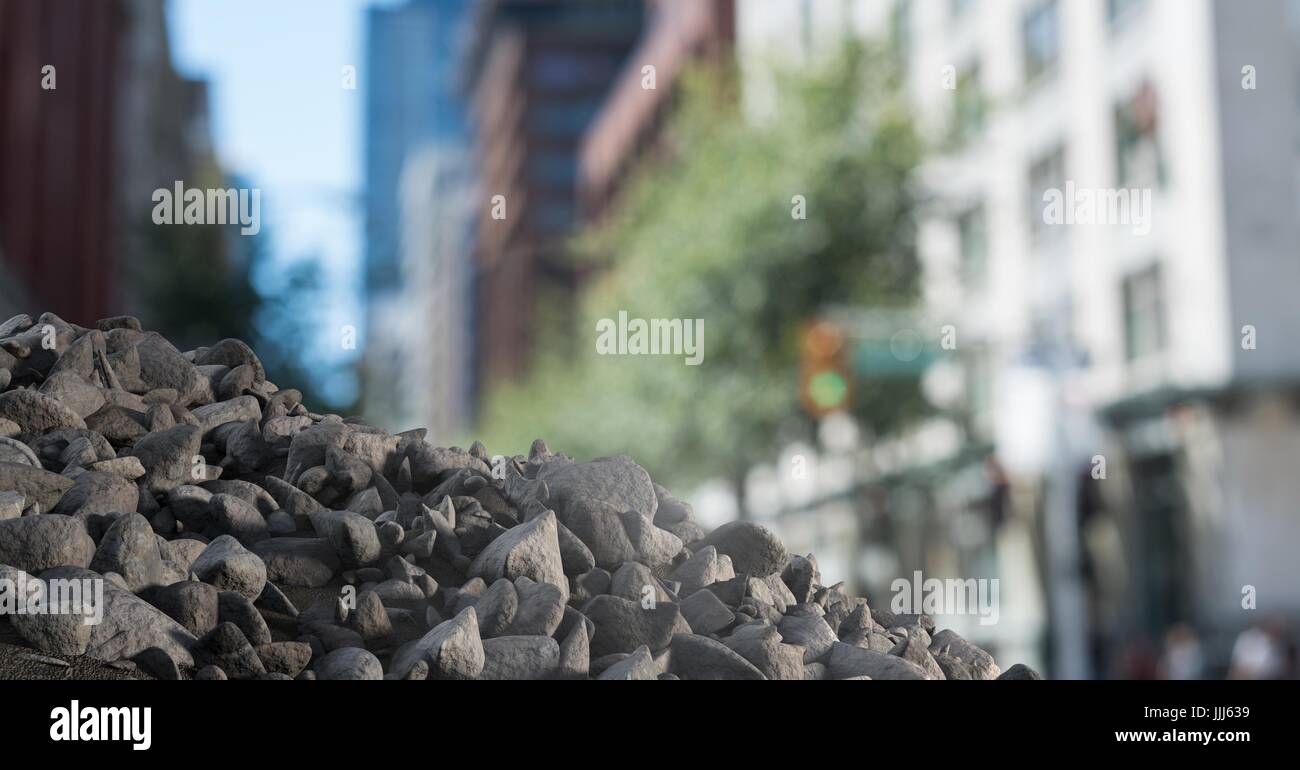 3D Pile of rubble stone in city Stock Photo - Alamy