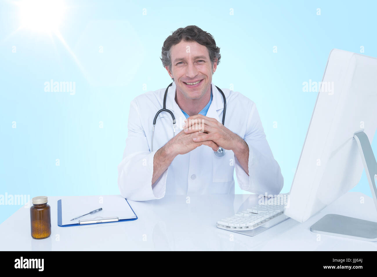 Composite 3d image of portrait of happy doctor Stock Photo - Alamy