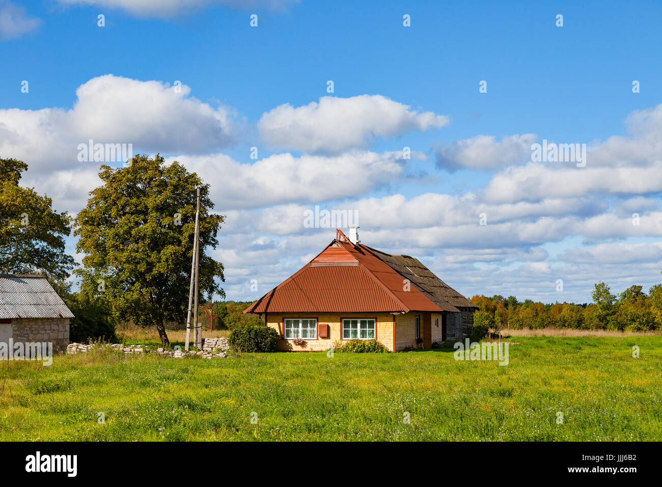 Traditional Northern Europe wooden house. Countryside view Stock Photo ...