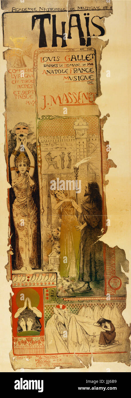 Thais, opera by Jules Massenet (12 May 1842 - 13 August 1912). Poster ...