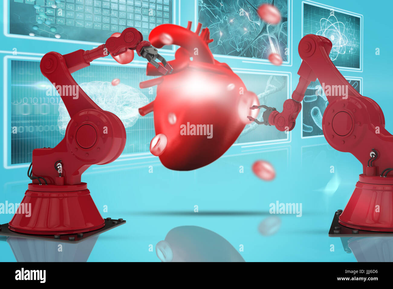 Composite 3d image of red robot arm with claw Stock Photo - Alamy