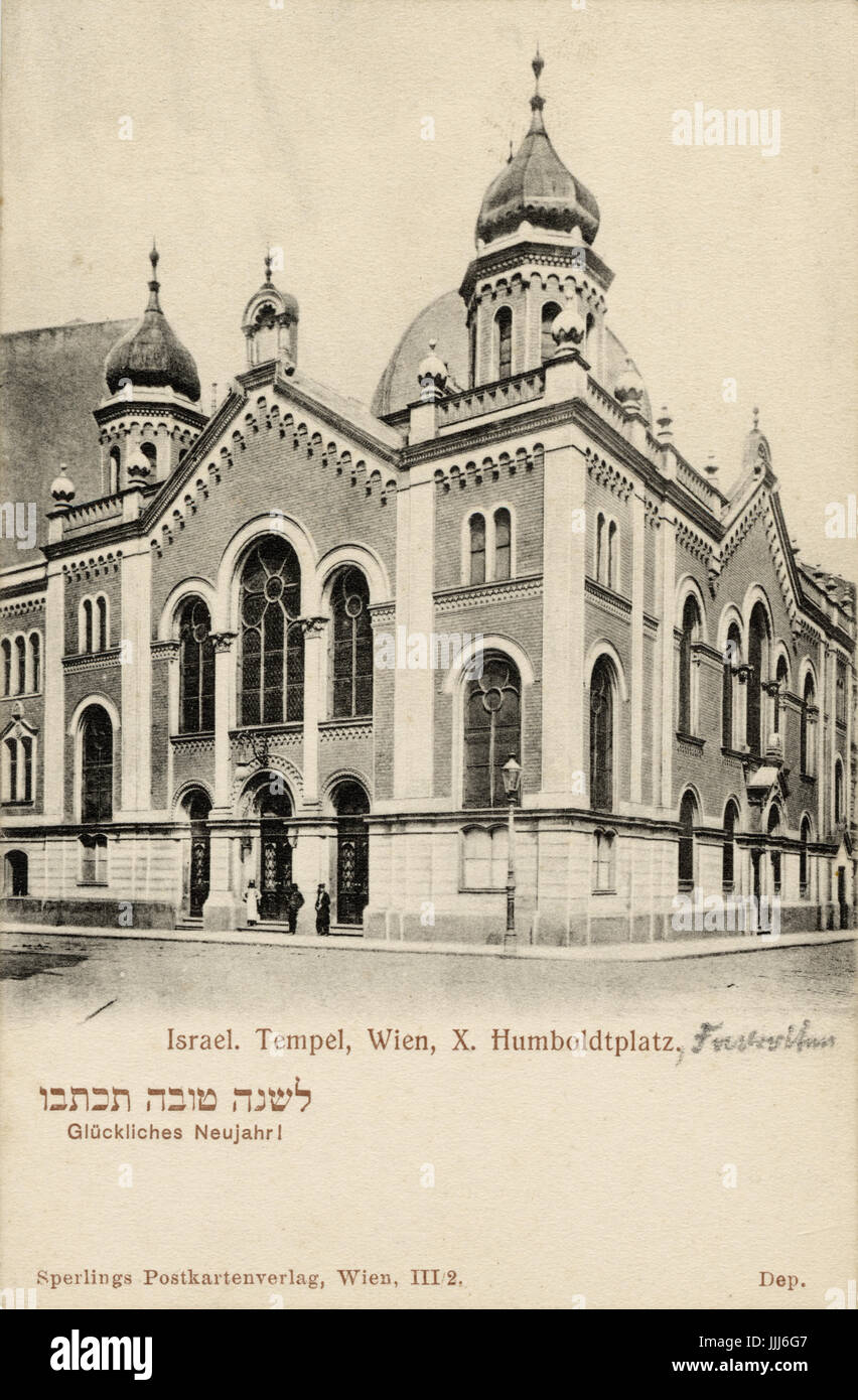 Jewish New Year Card of Synagogue in Vienna at Humboldplatz in Wien X ...