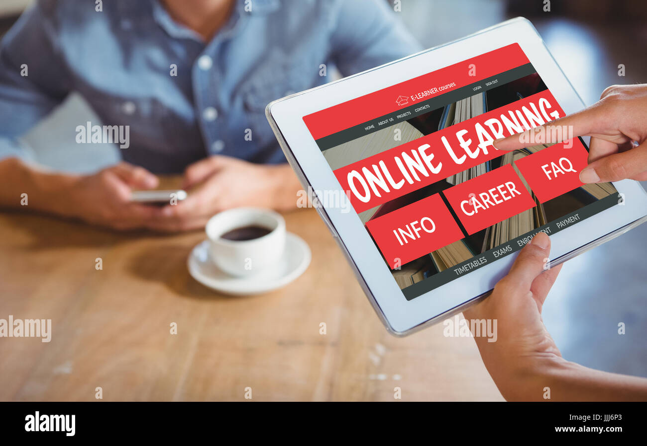 Composite 3d image of computer generated image of e-learning interface ...