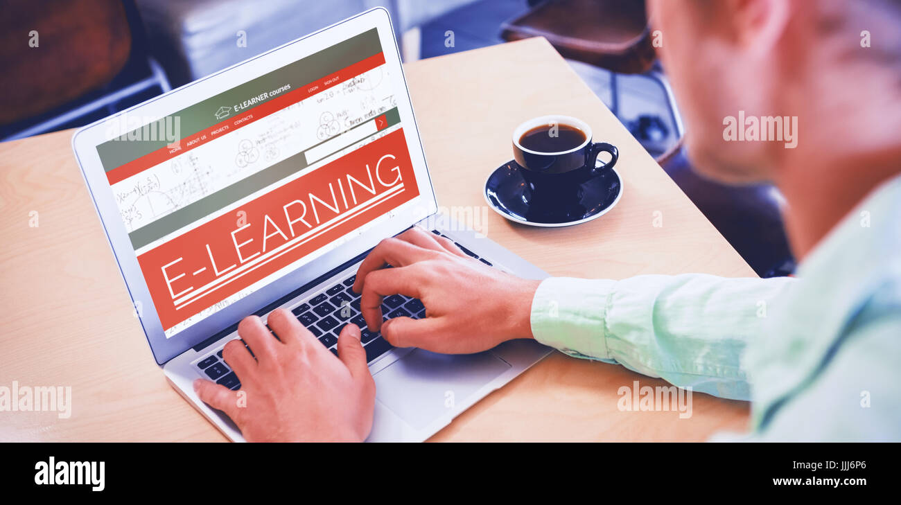 Composite 3d image of digital composite image of e-learning interface ...