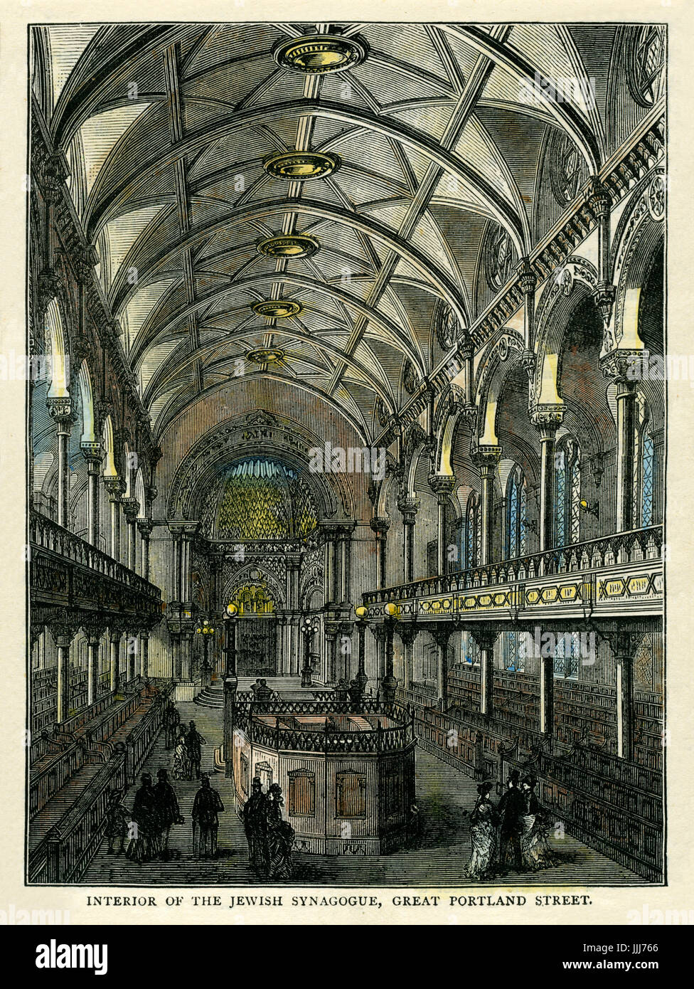 Interior of the Great Portland Street Synagogue, London mid 19th ...