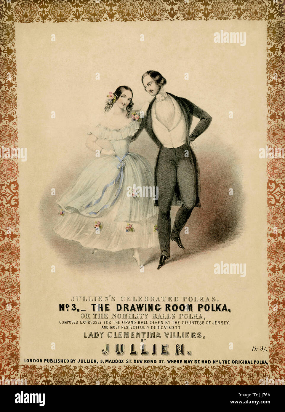 Couple dancing the Polka c.1850 from Jullien's celebrated polkas, score ...