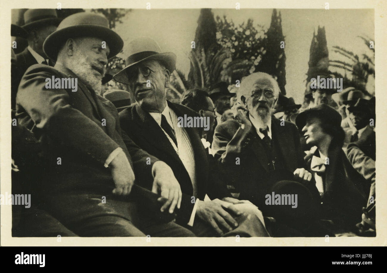 Baron James Rothschild, Menachem Ussishkin and MenasheMayerovitz, Tel ...